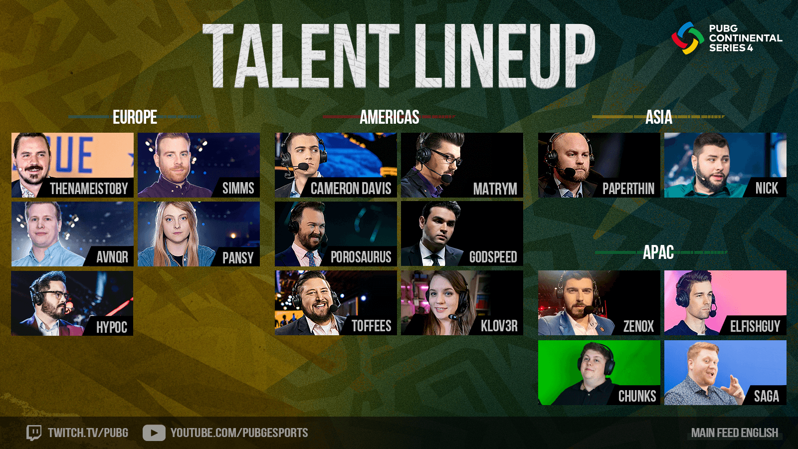 PCS4 Broadcasting Channels and Talent - NEWS - PUBG: BATTLEGROUNDS