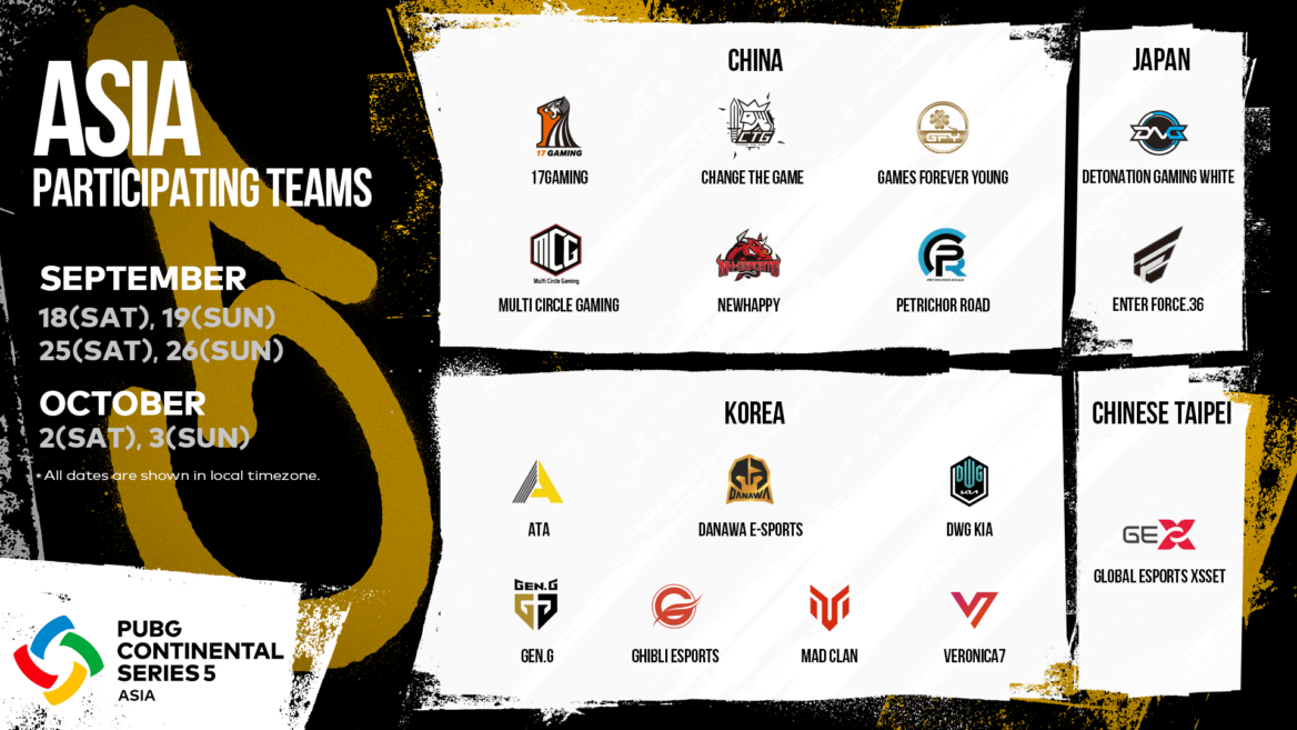 PCS5 Participating Teams and Schedules - NEWS - PUBG: BATTLEGROUNDS