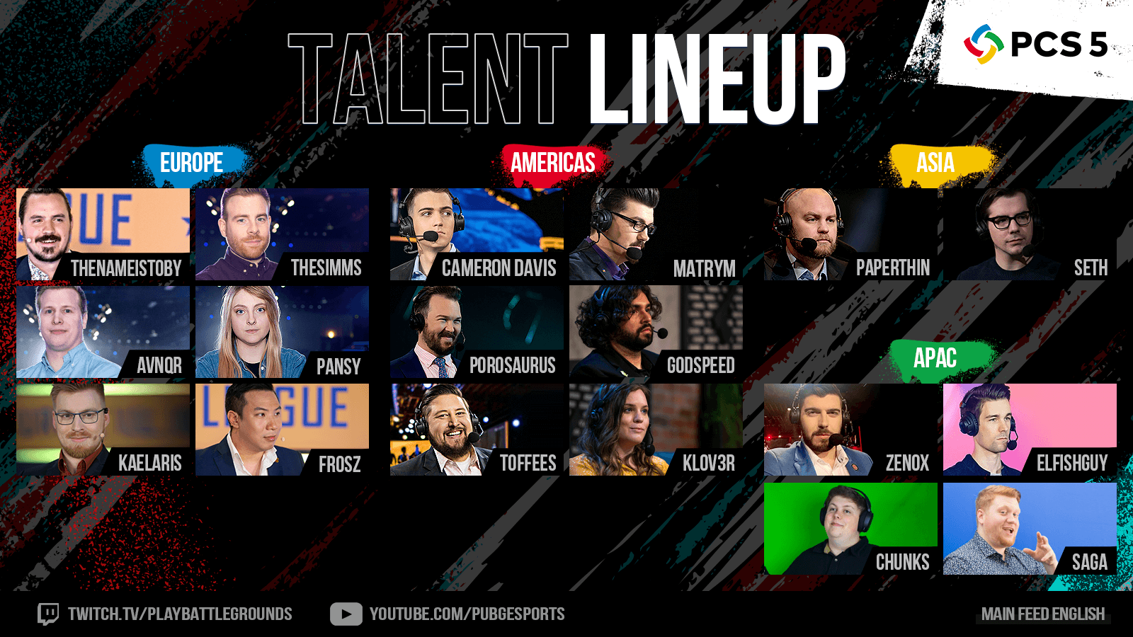 PCS5 Broadcasting Channels and Talent - NEWS - PUBG: BATTLEGROUNDS