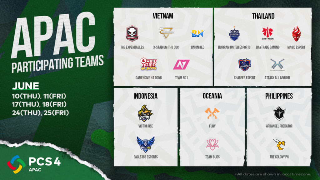 กำหนดการแข่งขัน และรายชื่อทีมที่เข้าร่วมแข่งในขันรายการ PCS4 - ข่าว - PUBG: BATTLEGROUNDS