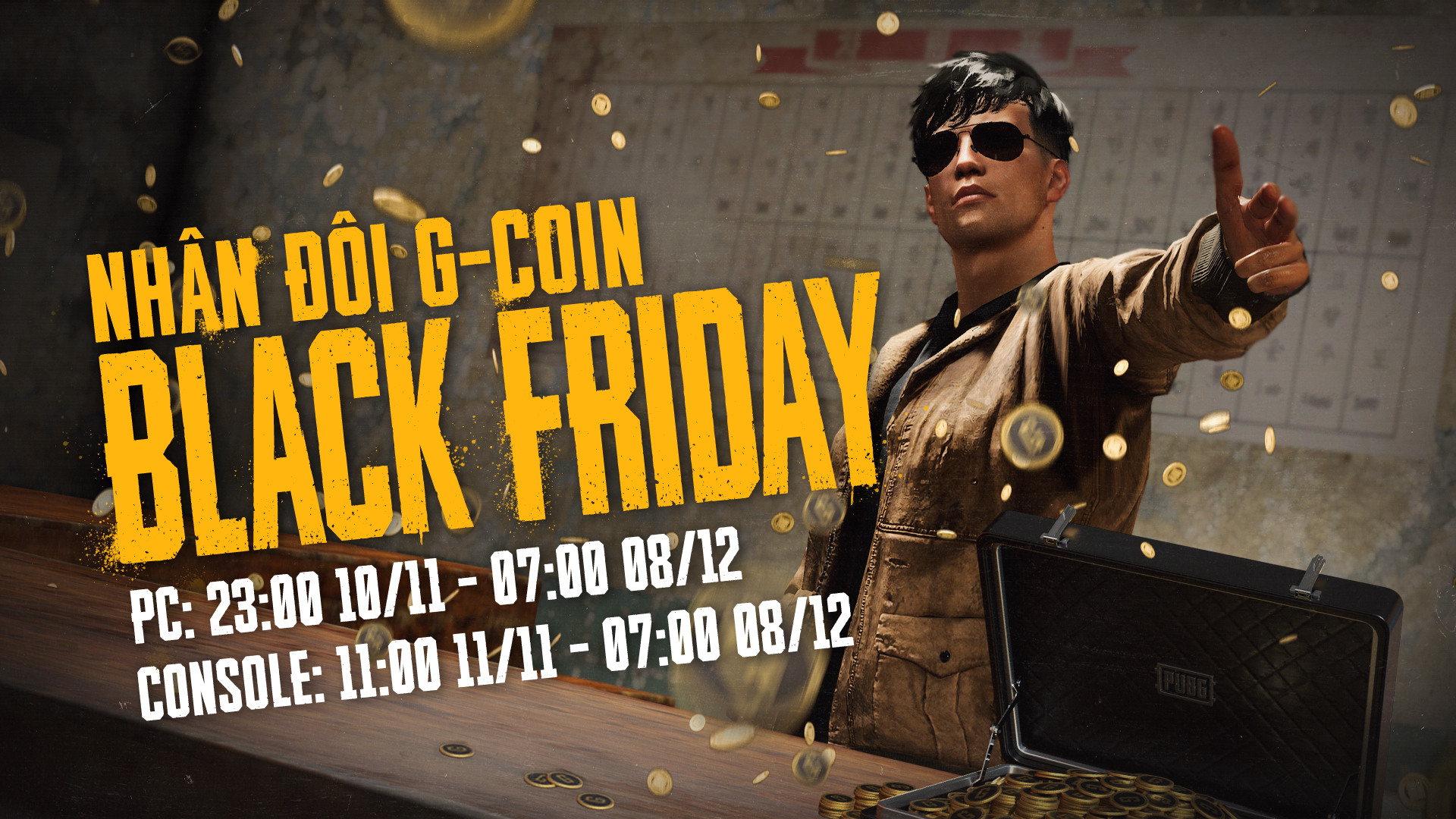 Thông báo Sự kiện Thứ Sáu đen tối – Nhân đôi G-Coin - TIN TỨC - PUBG: BATTLEGROUNDS
