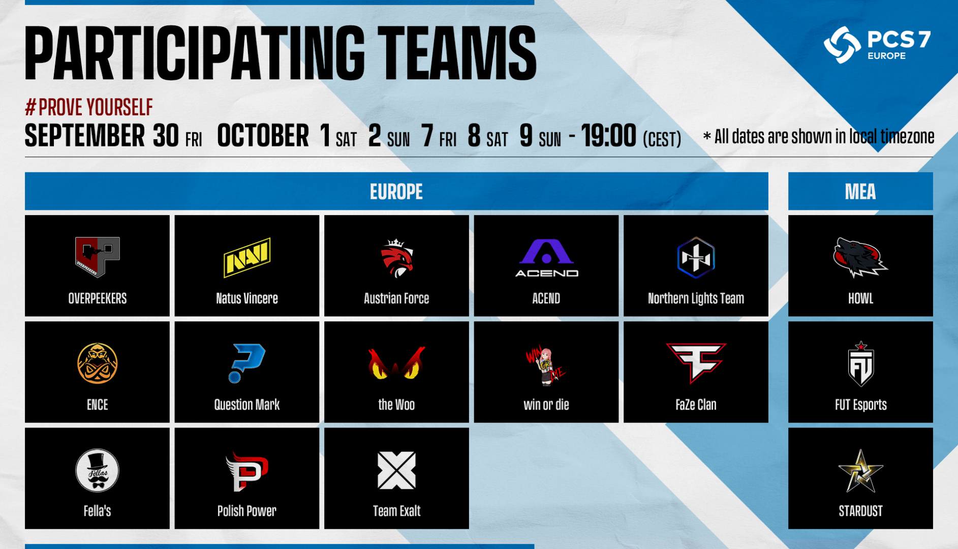 PCS7 Participating Teams (ASIA/EUROPE) - NEWS - PUBG: BATTLEGROUNDS